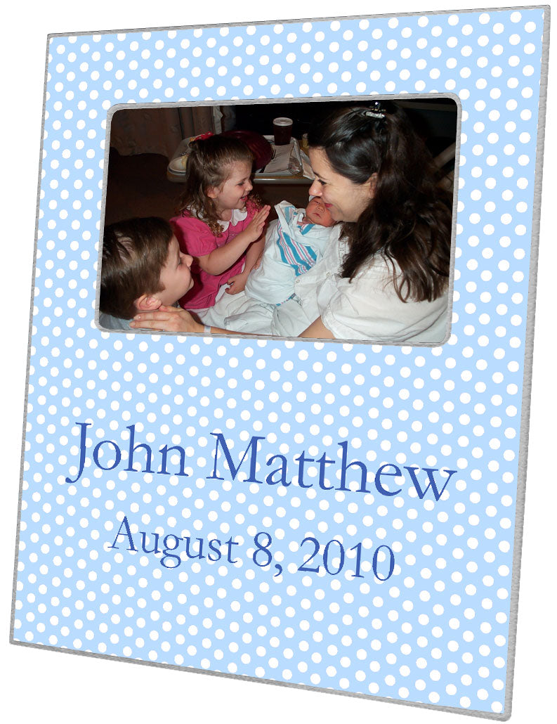 F802-Blue Polka Dot Personalized Picture Frame – Marye_Kelley