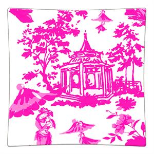 P8391 - Chinoiserie Pagoda in Pink Decoupage Plate – Marye_Kelley